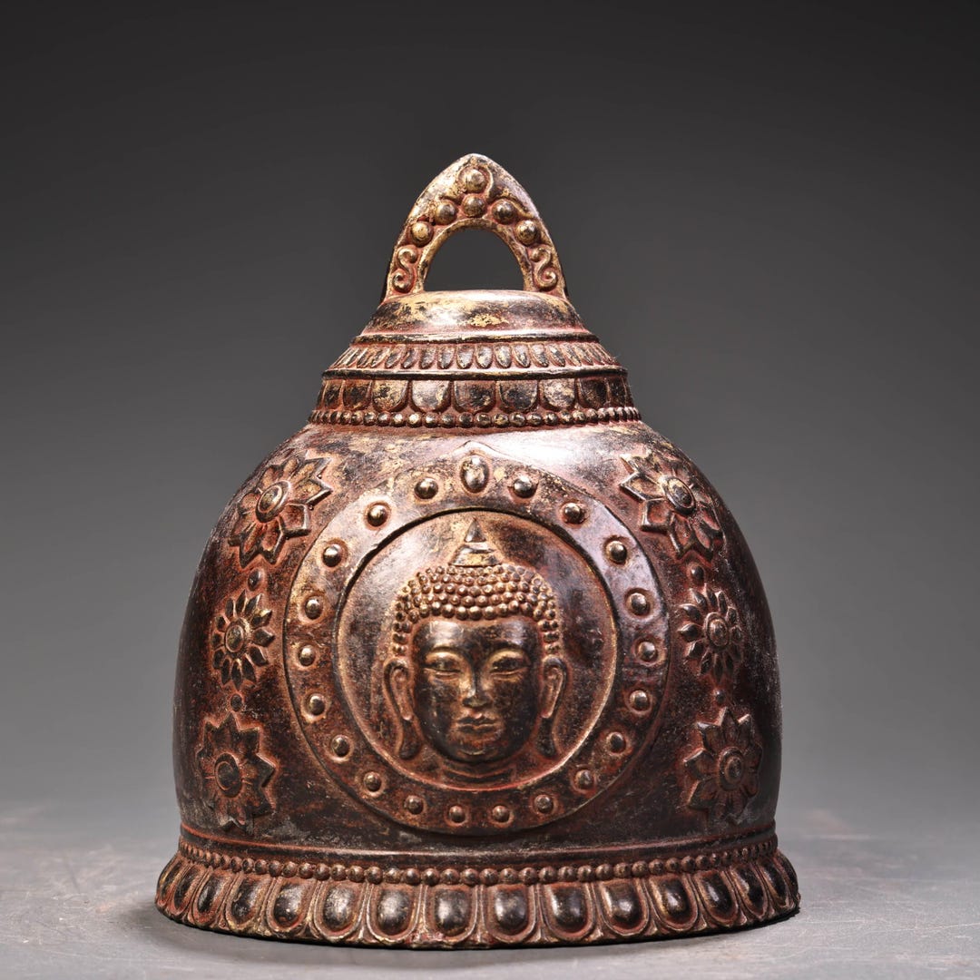 Chinese Hand Carved Copper Buddha Patterned Bell - Etsy