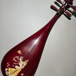 Handcarved Tung Wood Lacquerware Pipa,exquisite Pattern,musical ...