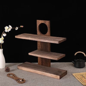 Chinese Natural Rosewood Bogu Frame Geometry Shape Display Stand Pure ...