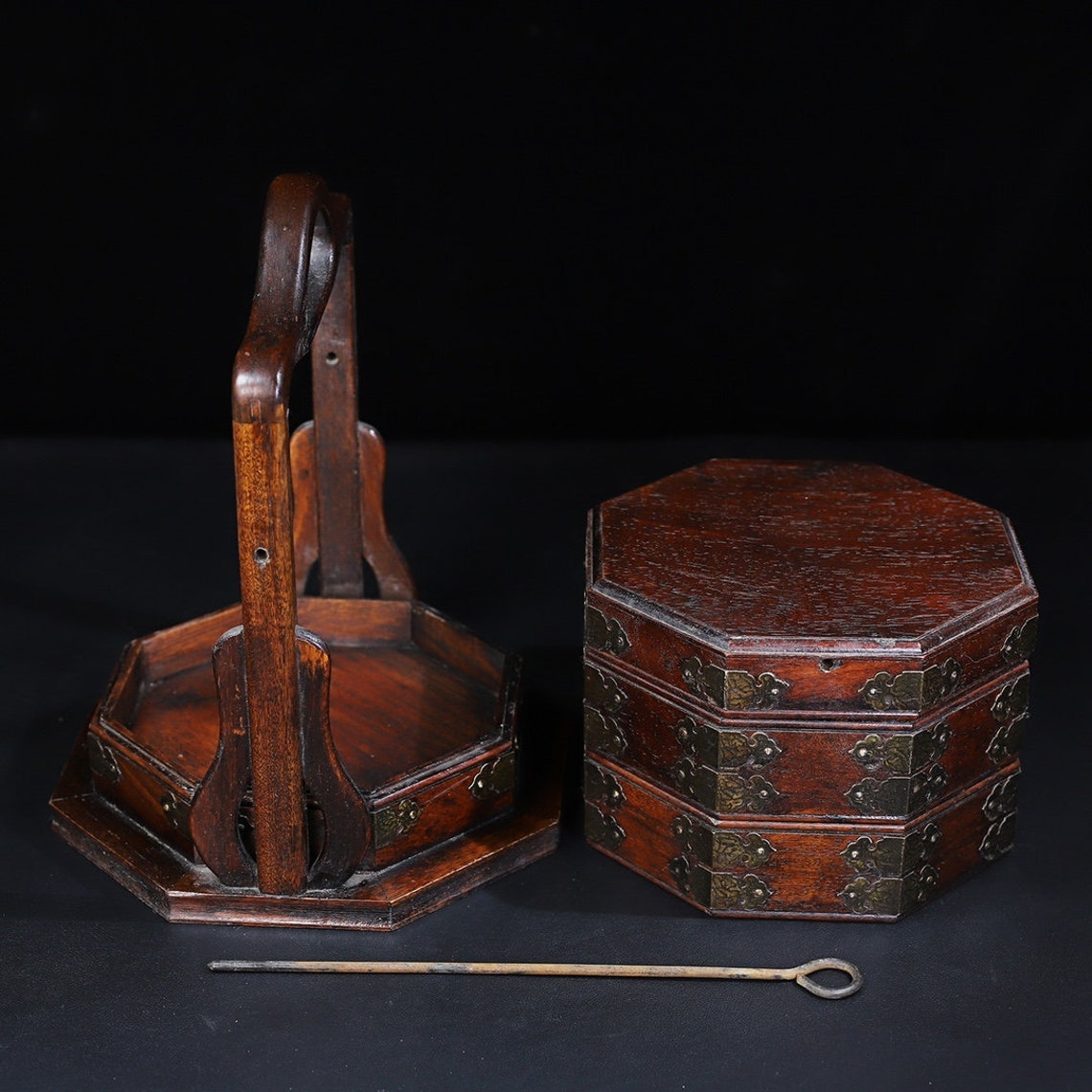 Rosewood Multi Layered Octagonal Shaped Portable Food Box/fruit Box ...