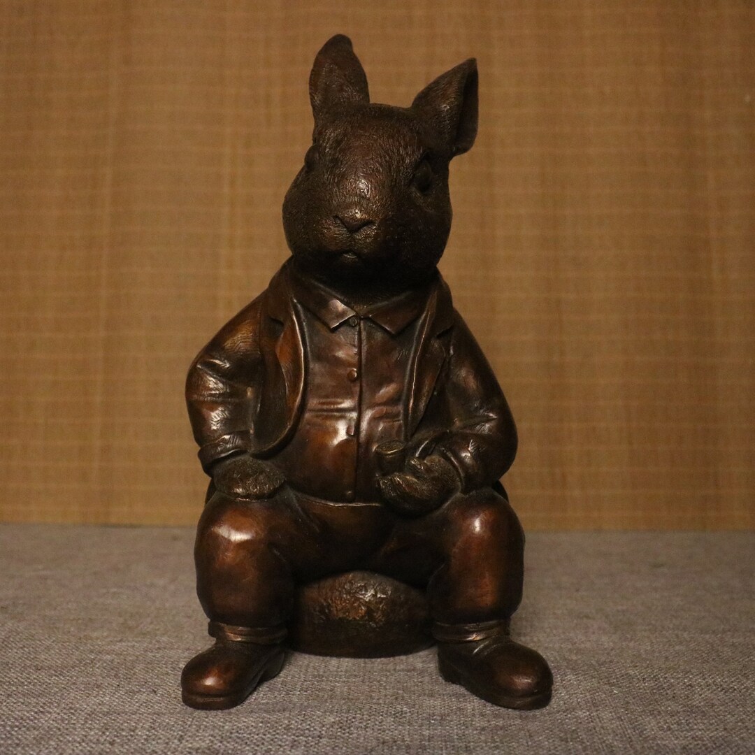 Chinese Handmade Carved Copper Rabbit Statue Ornament,zodiac Rabbit ...