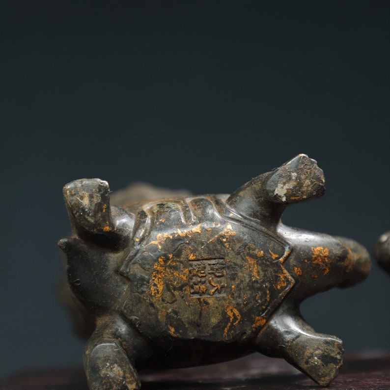 Chinese Antique Hand Carved Dragon Turtle Statue Wax Platform ...