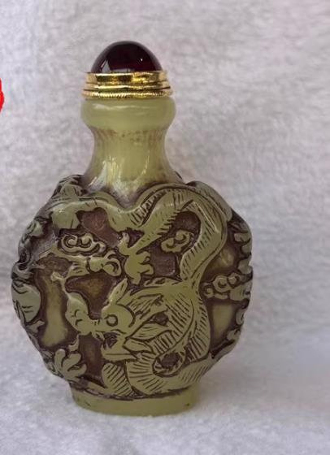 Chinese Antique Handmade Copper Dragon and Phoenix Pattern Snuff ...