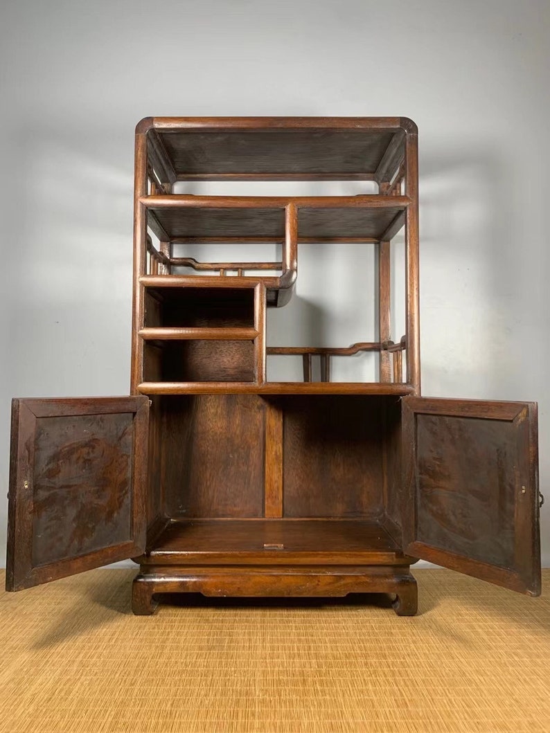 Rosewood Display Cabinet/bookcase/bo Gu Cabinetnatural - Etsy