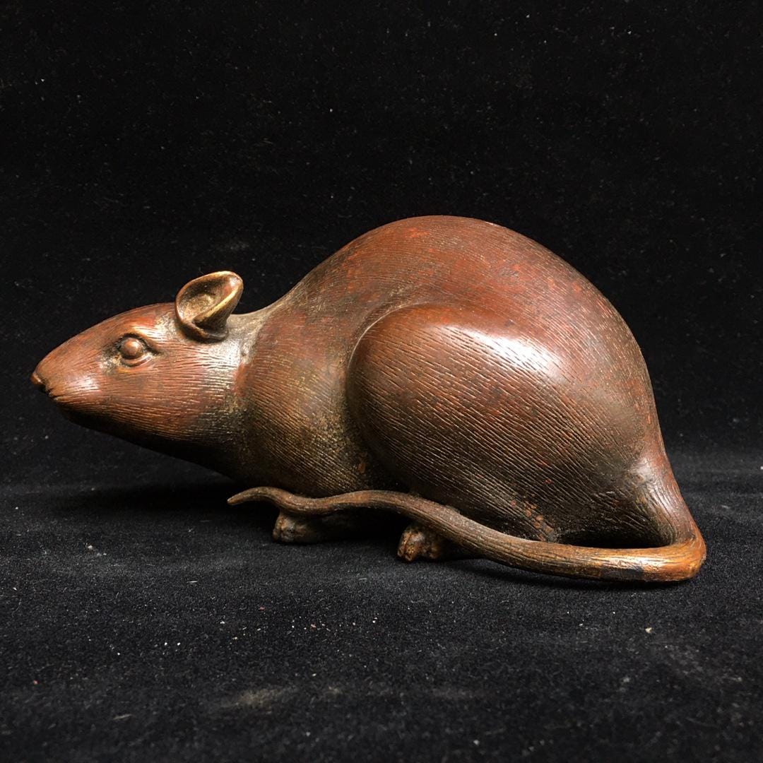 Chinese Handmade Carved Copper Mouse Statue Ornament, Exquisite ...