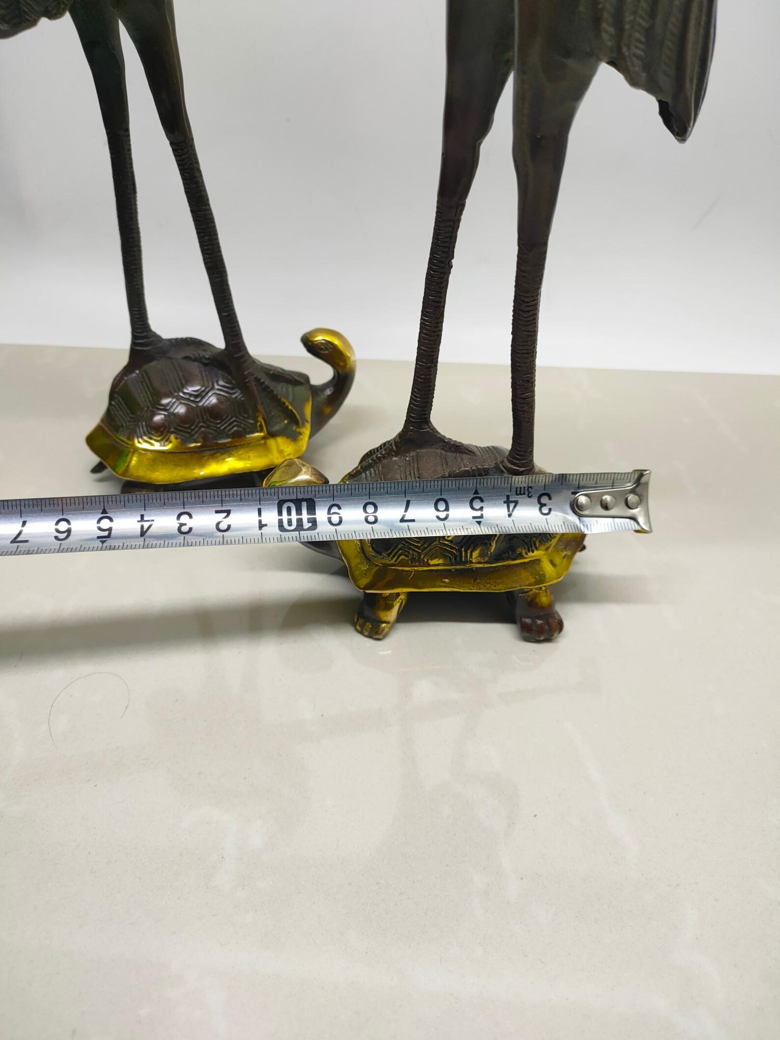 A Unique Pair of Handmade Carved Copper Turtle Crane Statues Collected ...
