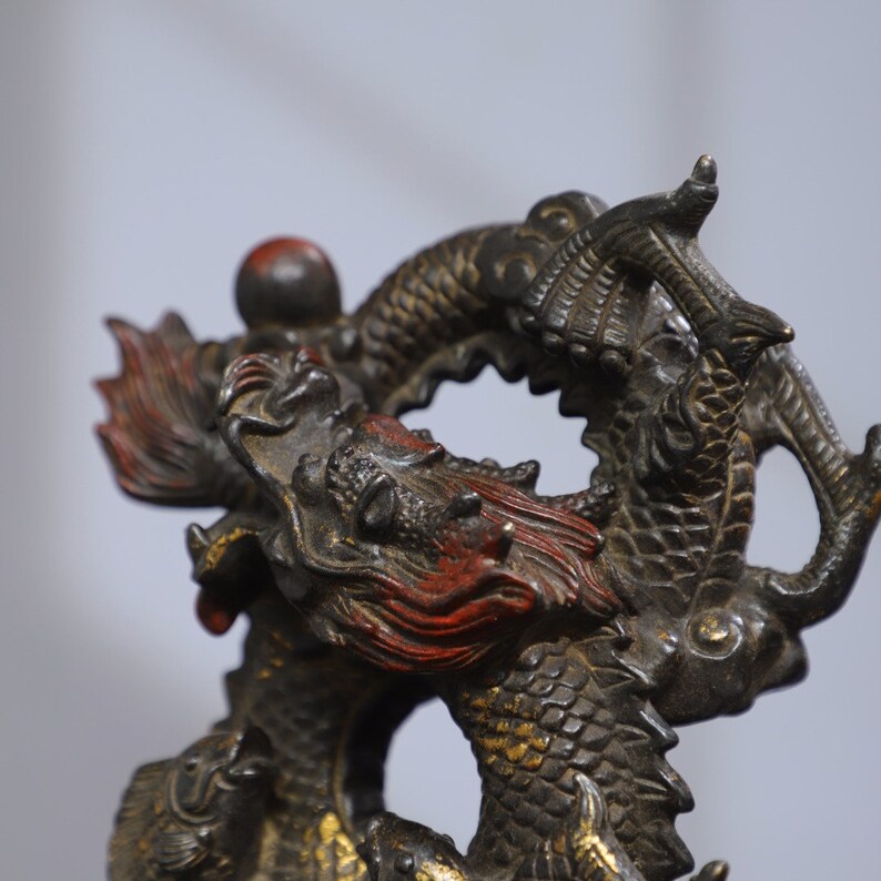 Chinese Handcarved Copper Dragon Fish Statue，rare Statues，home ...
