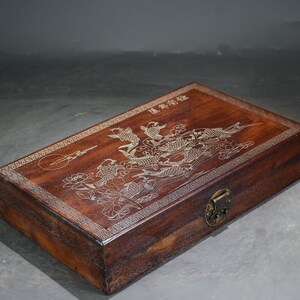 Chinese Hand Carved Rosewood Fish Pattern Storage Box/treasure Box ...