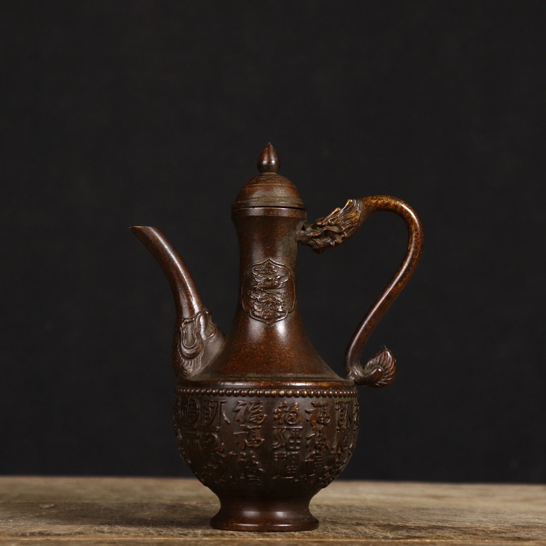 Chinese Antique Handcrafted Copper Baifu Wine Pot Exquisite Wine Pot ...