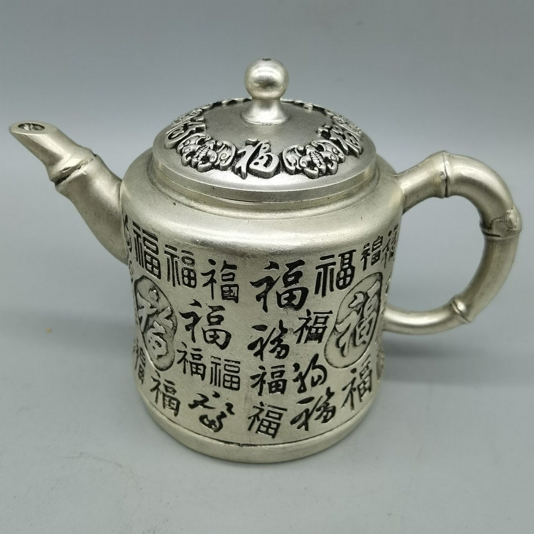 Chinese Handmade Tibetan Silver Baifu Teapot,wine Pot,beautiful Design ...
