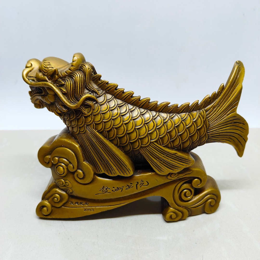 Copper Dragon Fish Statue Ornament,collected in China,exquisite ...