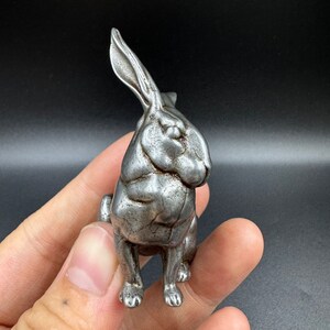 Chinese Hand Carved Solid Iron Rabbit Statue Ornament, Exquisite ...