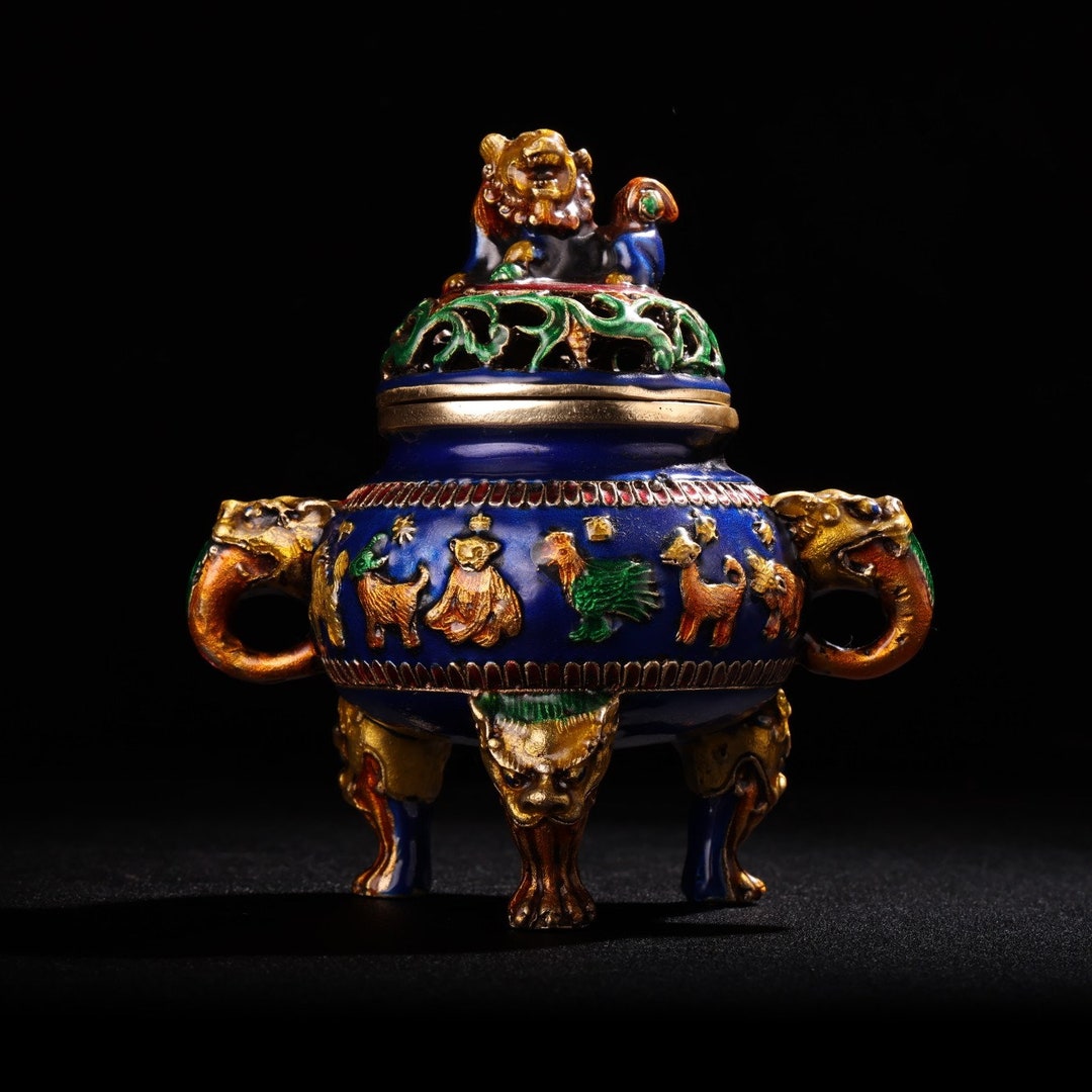 Chinese Hand Carved Cloisonn é Incense Burner With Twelve Zodiac ...