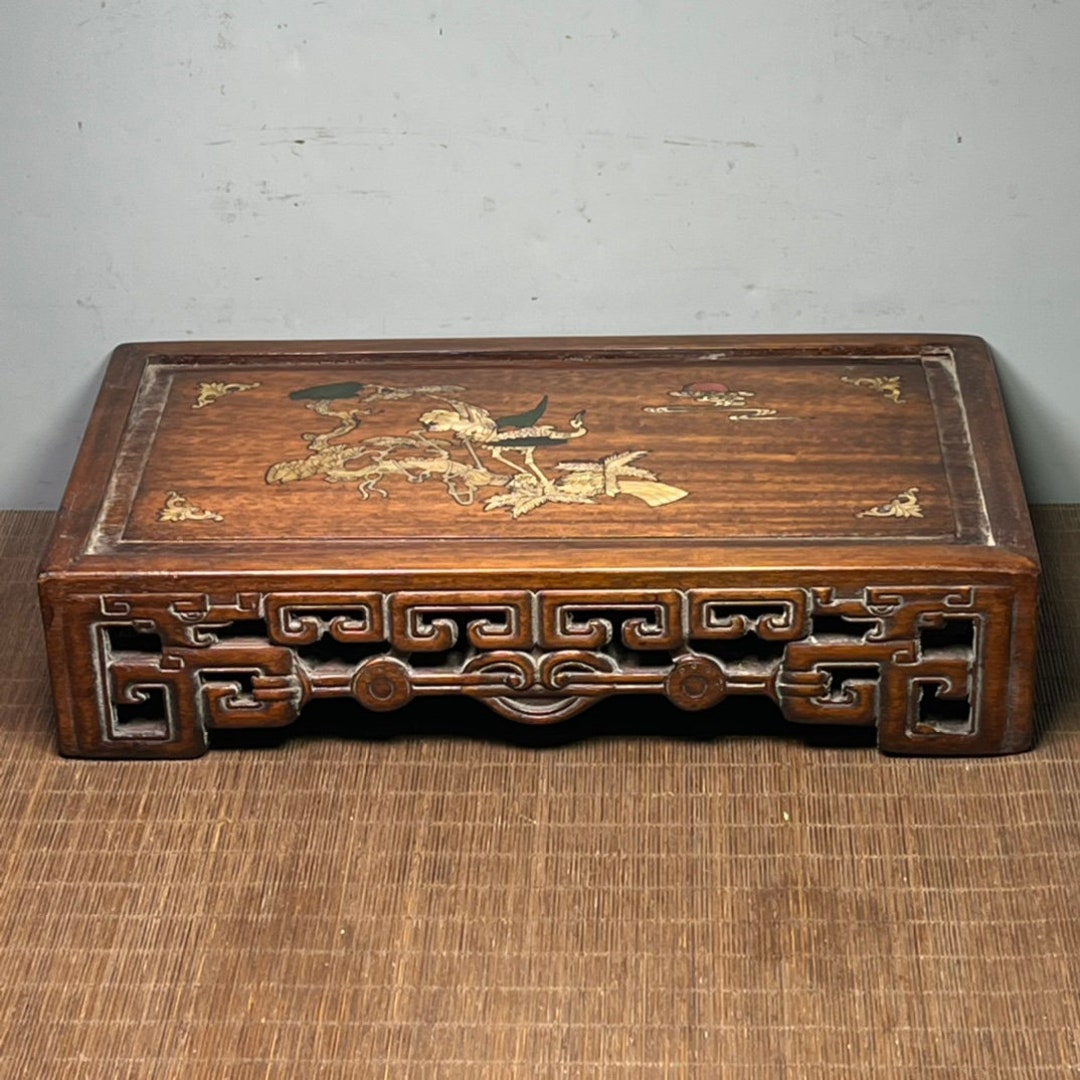 Chinese Hand Carved Rosewood Flower and Bird Pattern Base/tea Table ...