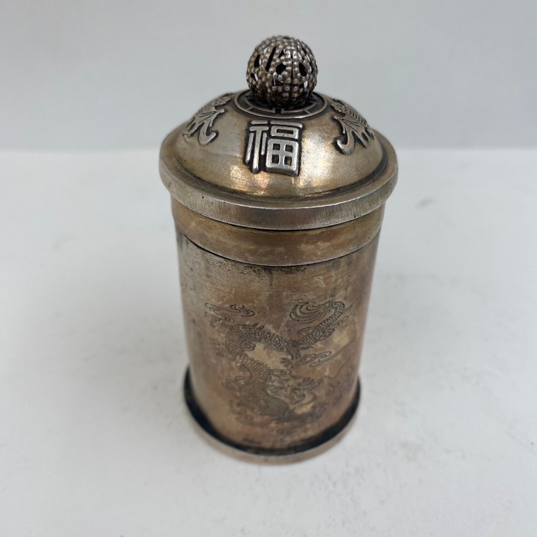 Chinese Collection Old Tibetan Silver (fushou) Toothpick Boxes, Hand ...