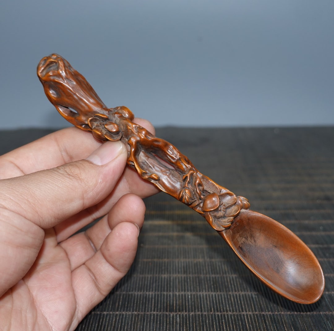 Chinese Handmade Carved Boxwood Tea Shovels, Unique Furniture ...