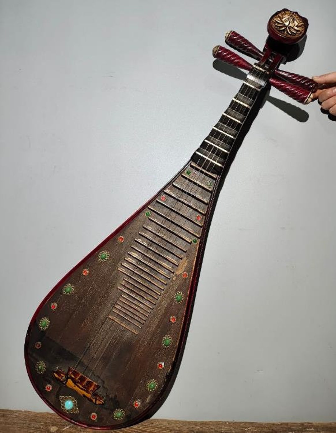 Handcarved Tung Wood Lacquerware Pipa,exquisite Pattern,musical ...