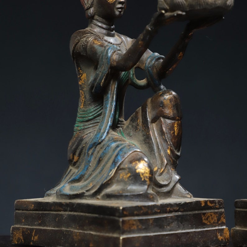 Chinese Antique Hand-made Exquisite and Rare Bronze Beauty Statue ...
