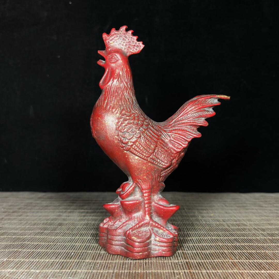Hand Carved Bronze Rooster Statue Ornament, Zodiac Bronze Carving ...