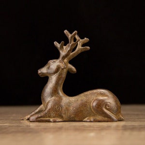 Hand-carved Copper Carving Sika Deer Statue Pen Holder,home Decoration ...