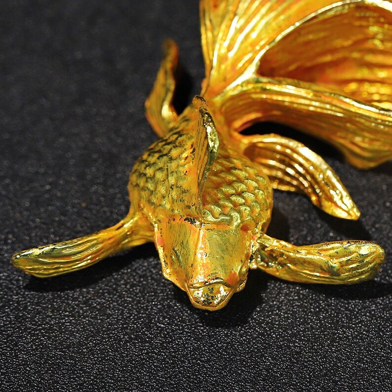 Chinese Handmade Carved Copper Goldfish Statue Decorative Ornaments ...