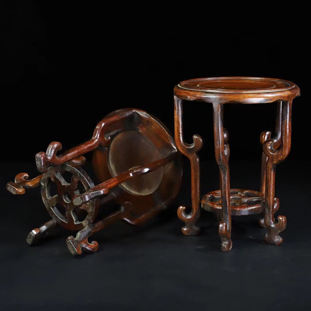 Chinese Collection of Rosewood Round Bases/flower Racks/flower Tables ...