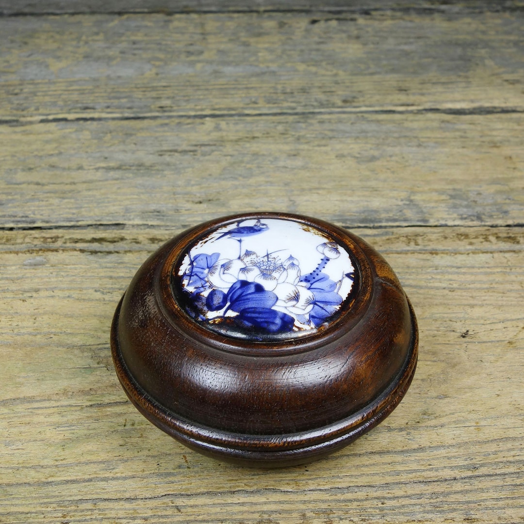 Rosewood Inlaid Porcelain Ink Box Ornaments, Hand Carved, Furniture ...