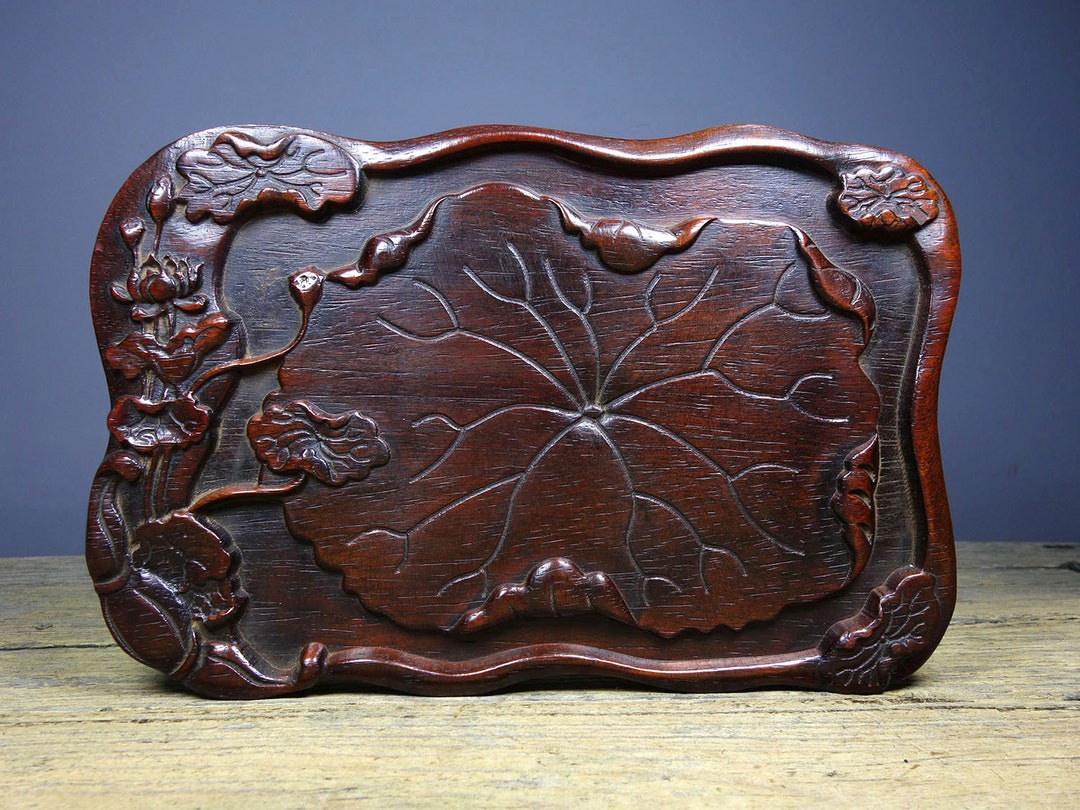 Chinese Handmade Carved Rosewood Lotus Tea Tray/decorative Tray ...