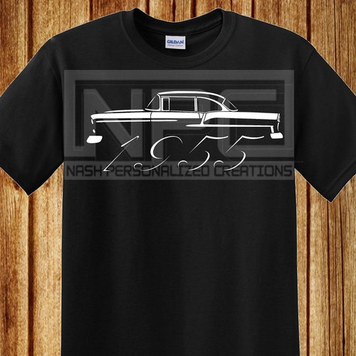 1955 Onyx Black Chevrolet Bel Air Detroit Iron Printed T-shirt - Etsy