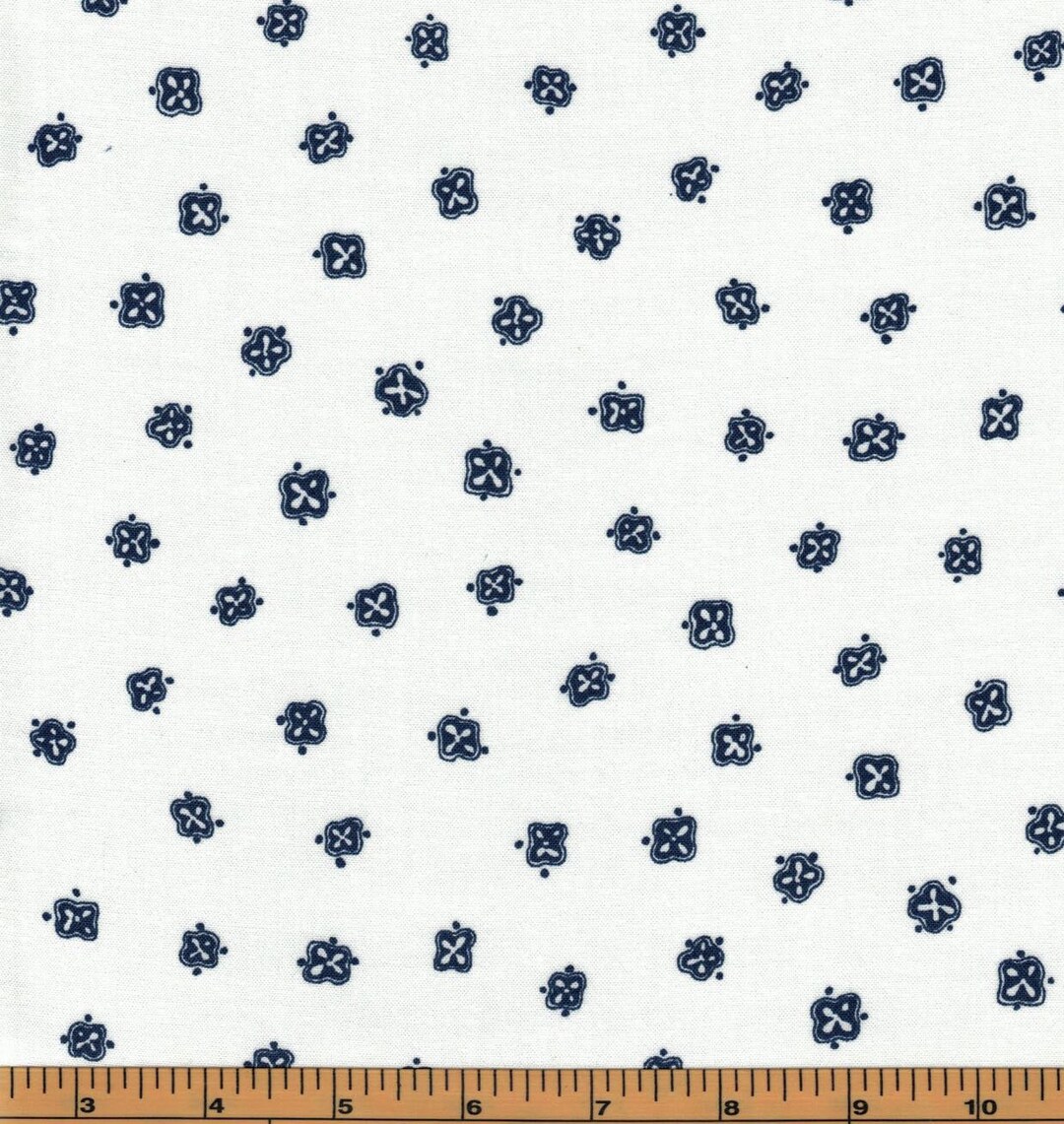 White and Blue Filler Fabric Blue on White Mixer Fabric Sold by the ...
