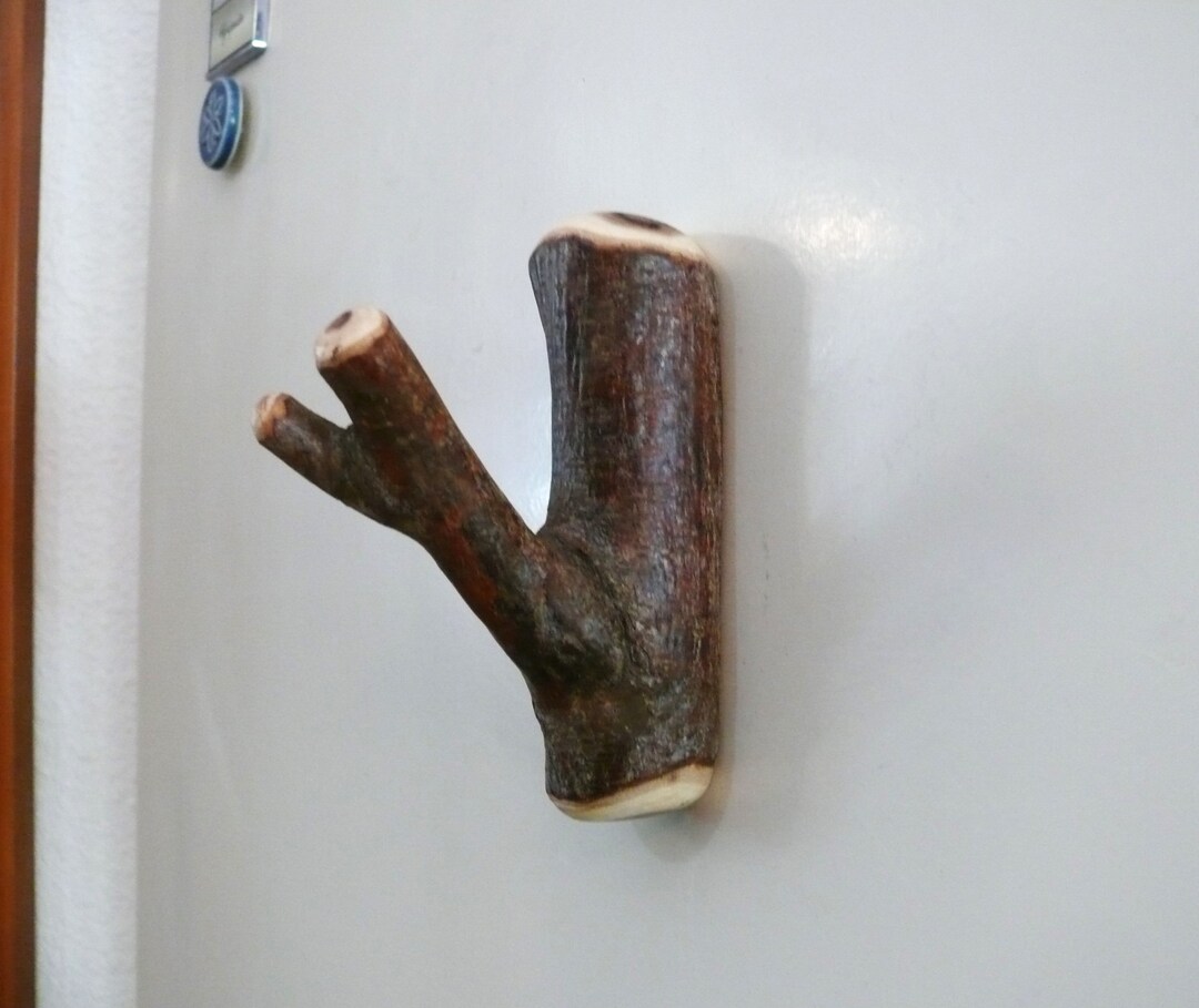 Natural Tree Branch Magnetic Hook W/ Bark for Key Hanger, Potholder ...