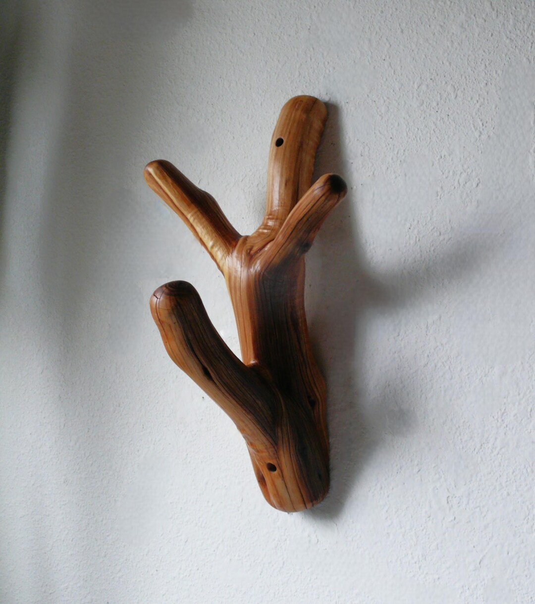 Large Juniper Tree Branch Wall Hook With Triple Hooks for Rustic Hat ...