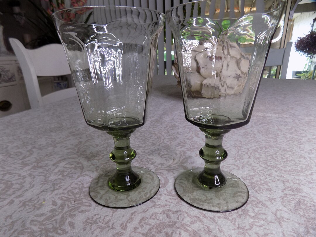 Vintage -lenox Pale Green Glass Dinner Water Goblets - Etsy