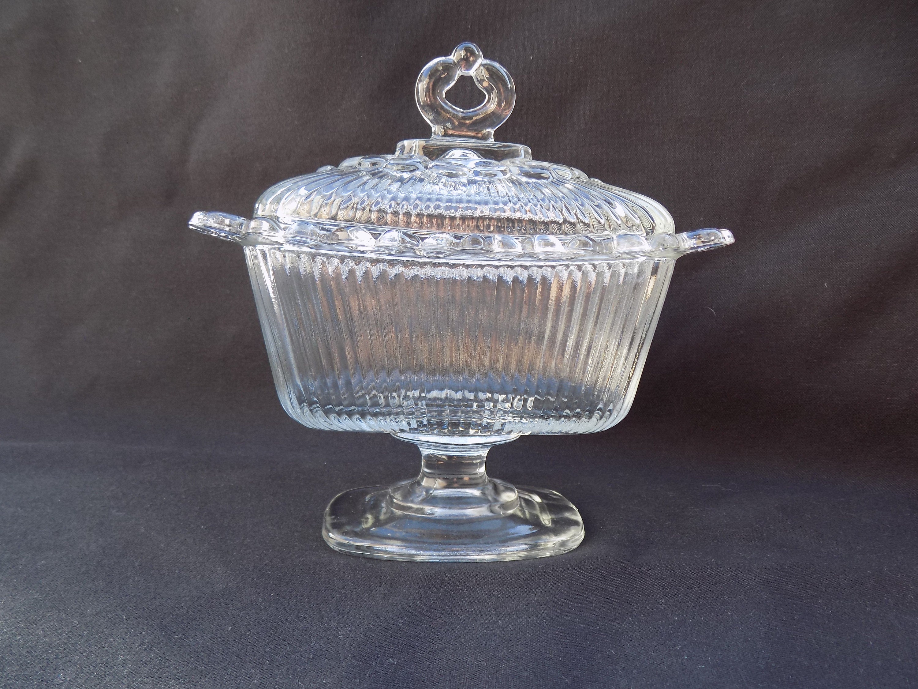 Vintage Indiana Glass Oblong Candy Box Cover in Clear Crystal Glass ...