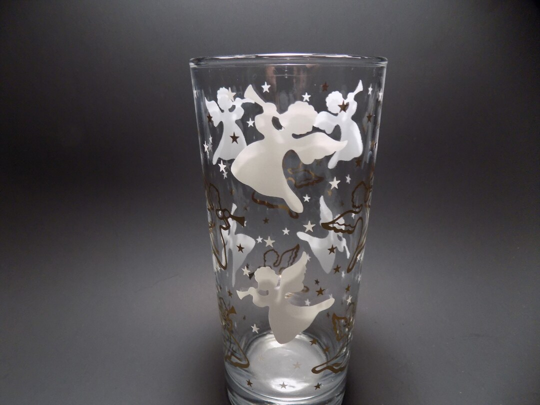 Vintage Libbey Angel Drinking Glasses, White and Gold Angel Drinking ...