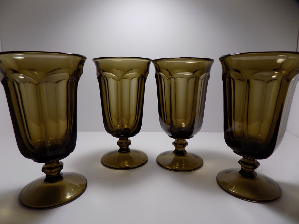 Vintage Imperial Glass OLD WILLIAMSBURG Brown 10 Oz Iced Tea Goblets ...