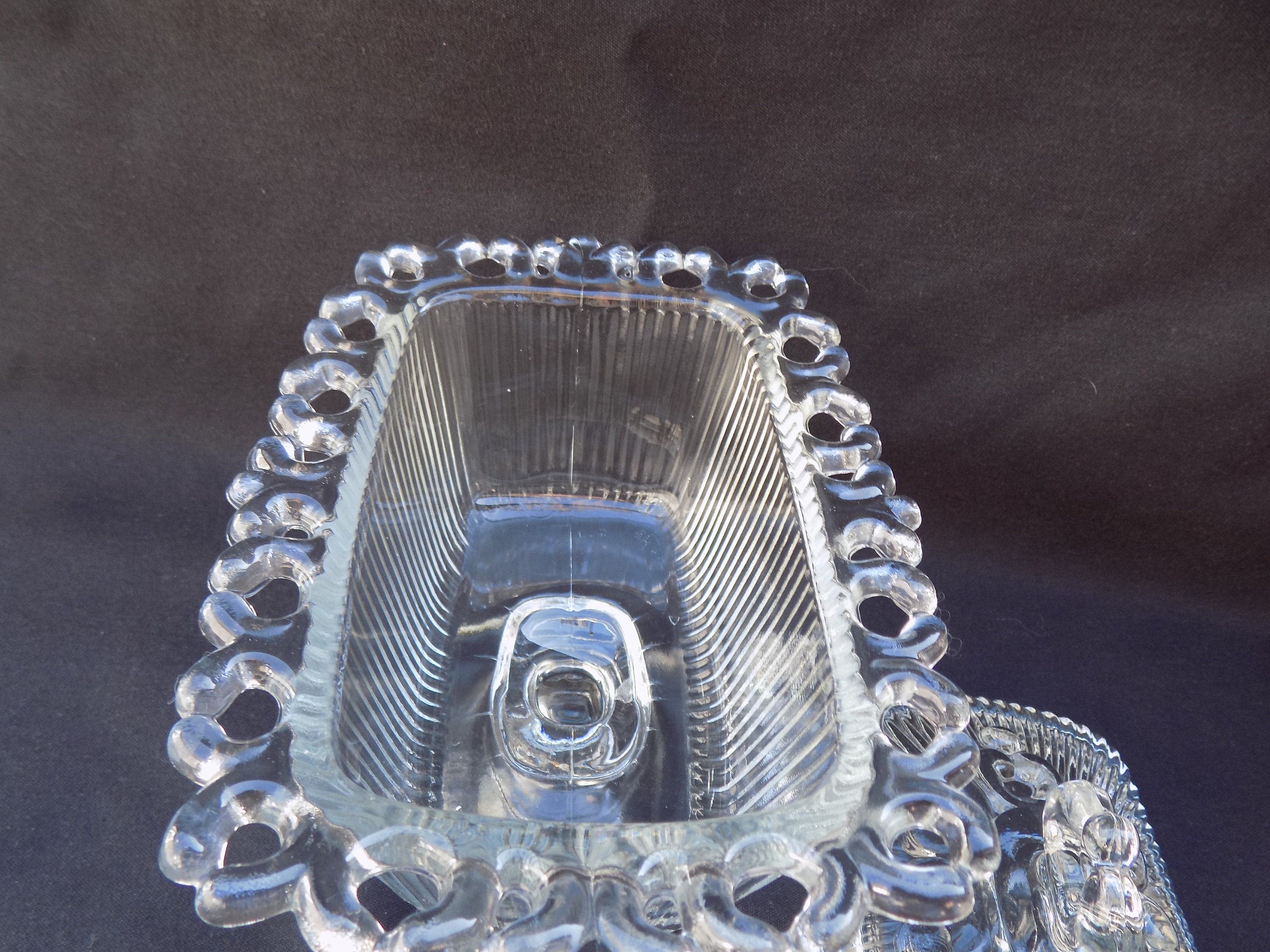 Vintage Indiana Glass Oblong Candy Box Cover in Clear Crystal Glass ...