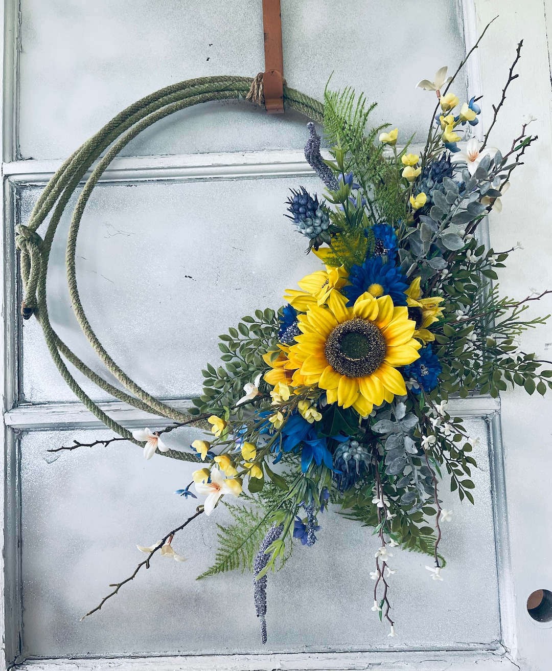 Spring Lasso Wreath - Rustic Spring Cowgirl Decor - Lariat Rope ...