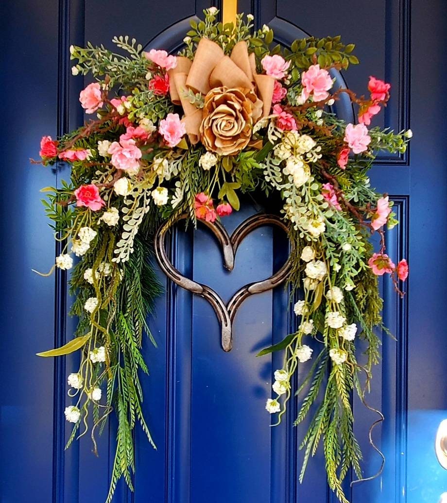 Deluxe Crescent Swag Stirrup Wreath Custom Color Stirrup - Etsy