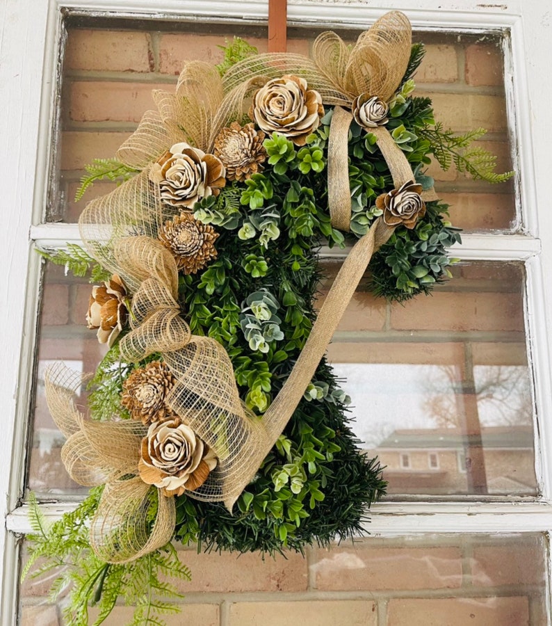 Country Style Sola Wood Rose Horse Head Wreath Equestrian - Etsy