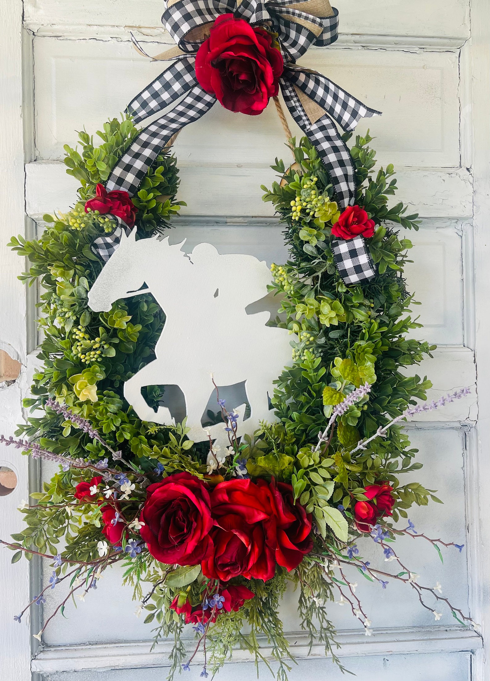 Run for the Rose's Kentucky Derby Horseshoe Wreath - Derby Party Barn ...