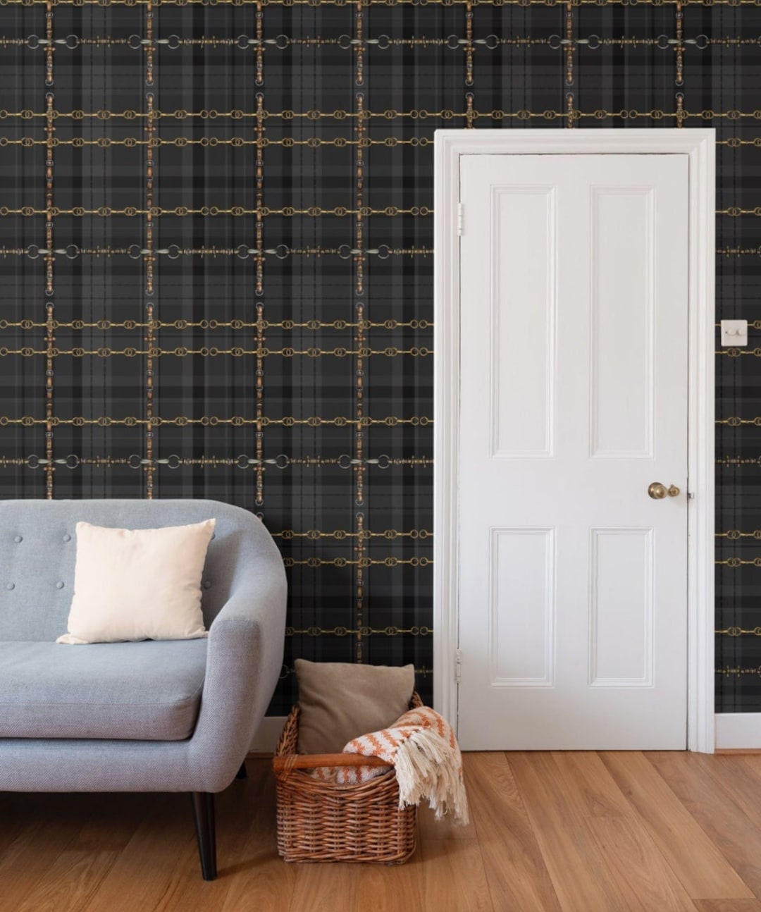 Black Equestrian Wallpaper Bit and Rein Pattern Plaid Luxury Equestrian ...