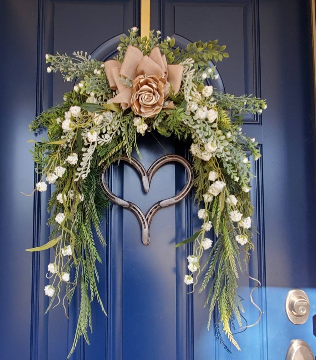 Deluxe Crescent Swag Stirrup Wreath Custom Color Stirrup - Etsy