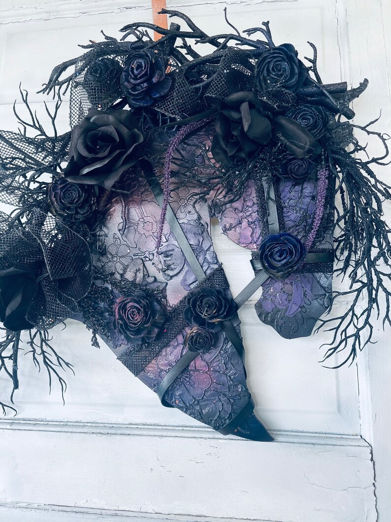 Friesian Halloween Dark Wood Flower Horse Head Wall Art or - Etsy