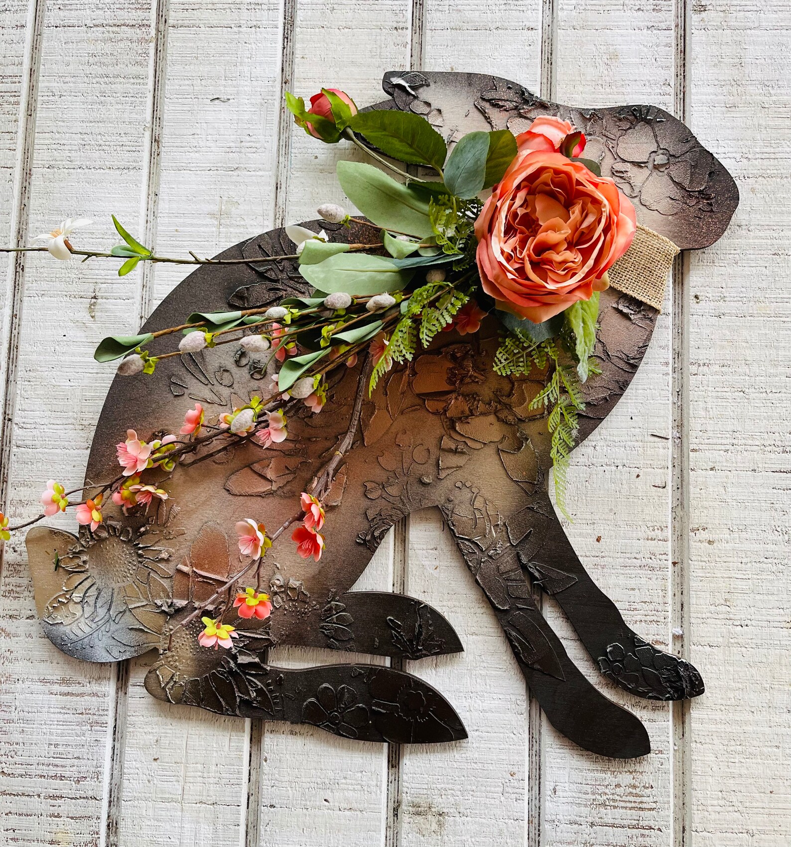 Easter Bunny Wreath Spring Wreath Peter Rabbit Wood Door - Etsy