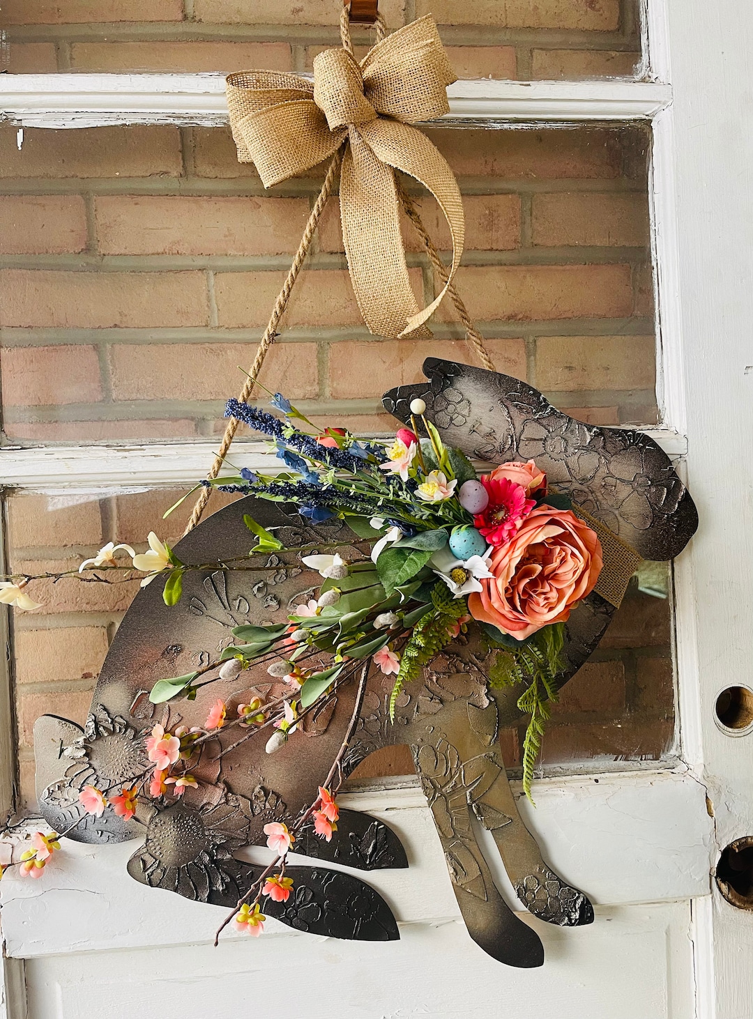 Easter Bunny Wreath - Spring Wreath - Peter Rabbit Wood Door Wreath ...