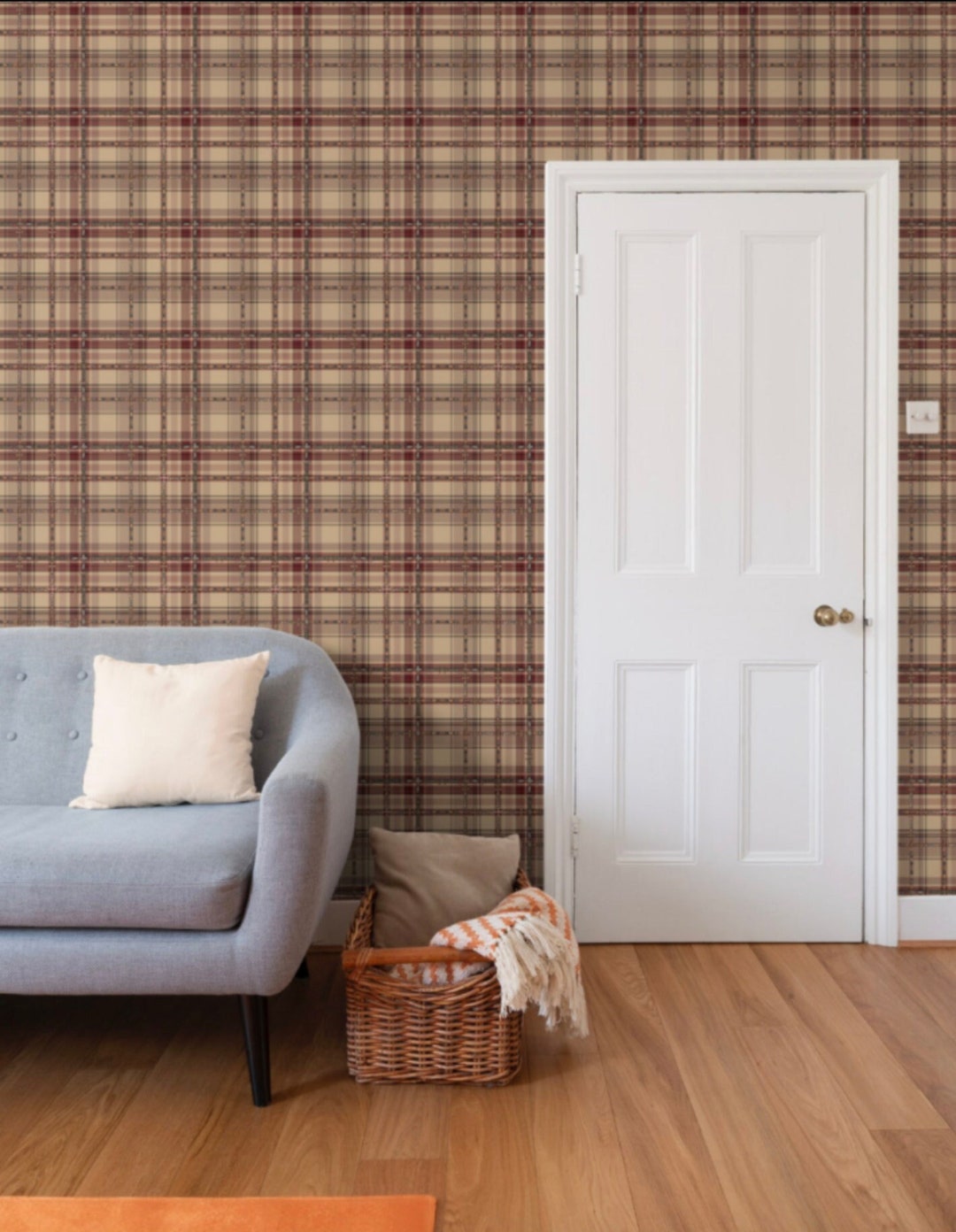 Farmhouse Plaid Wallpaper Bit and Rein Pattern Traditional Red and ...