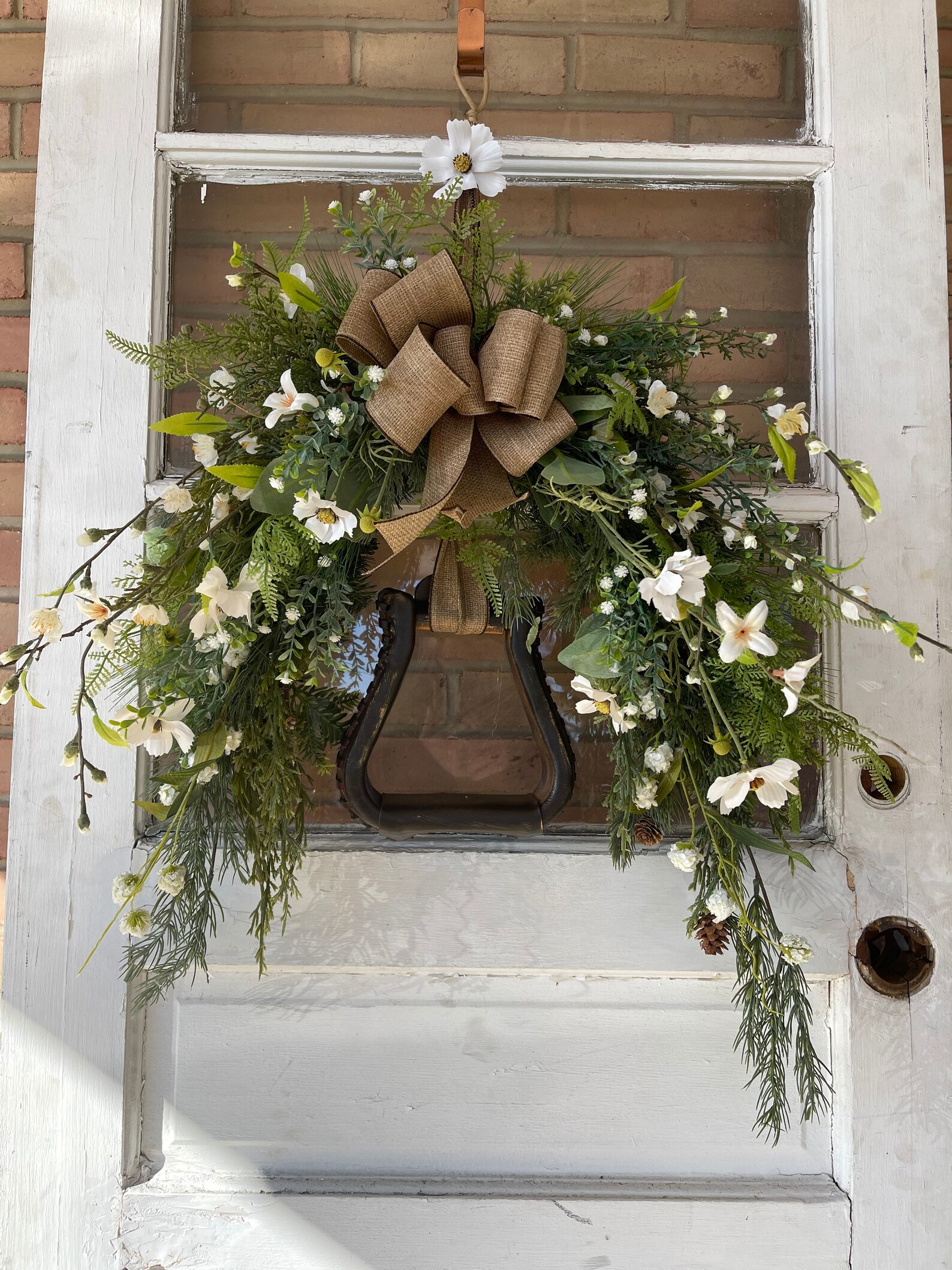 Country Western Stirrup Cowgirl Swag Wreath - Rustic Farmhouse Decor ...
