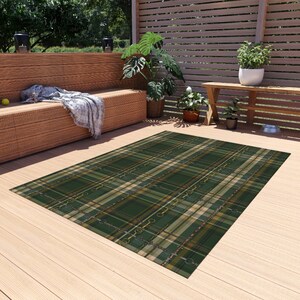Hunter Green Equestrian Plaid and Snaffle Bit Indoor/outdoor Rug - Etsy