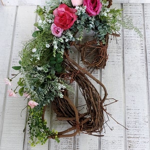 Grapevine Horse Head Wreath With Pink Roses Woodland Horse - Etsy